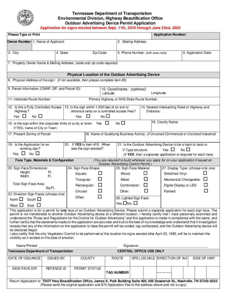Fillable Online Tennessee Department of Transportation Environmental ...
