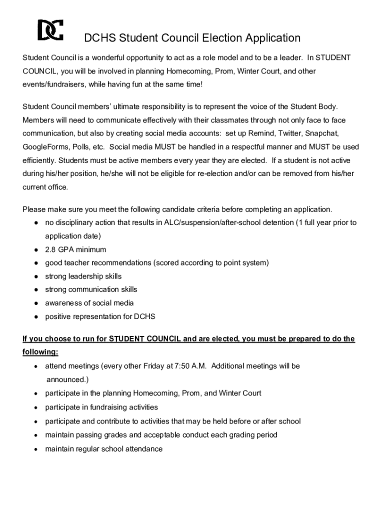 Fillable Online www.studocu.comen-usdocumentStudent Council Applications - APPLICATION FOR ...