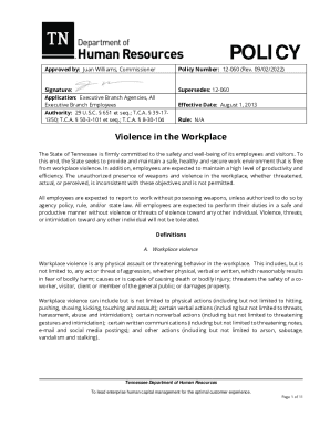 Fillable Online Violence in the Workplace - POLICY Fax Email Print ...