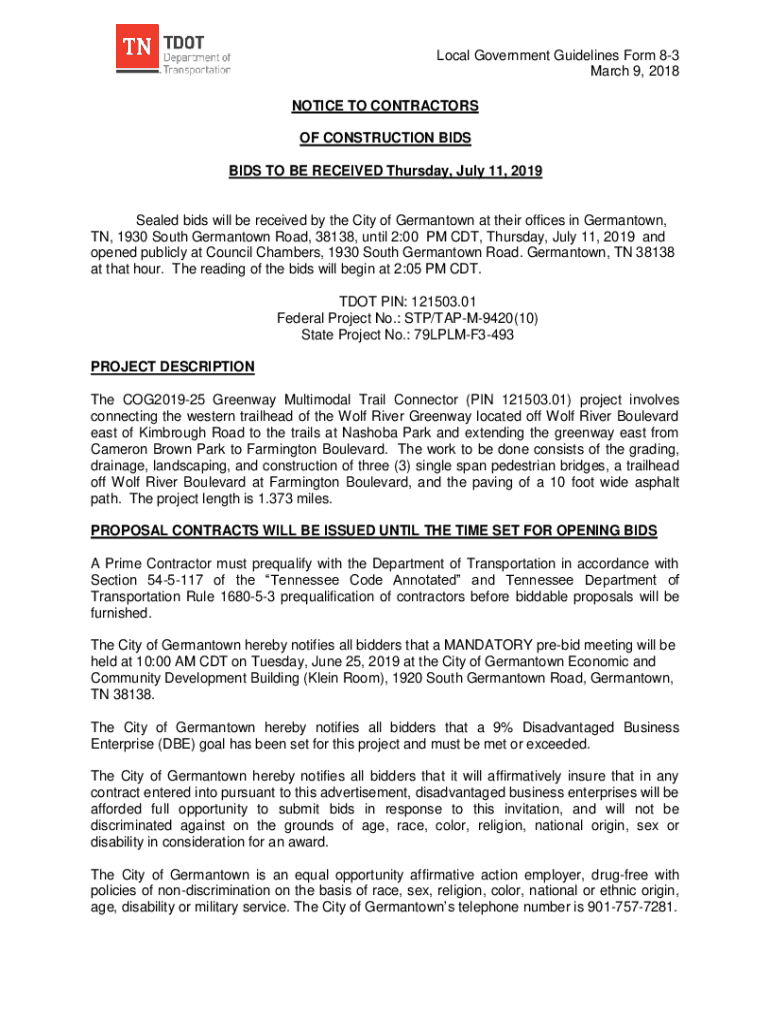 Fillable Online Local Government Guidelines Form 8-3 - City of Germantown Fax Email Print ...