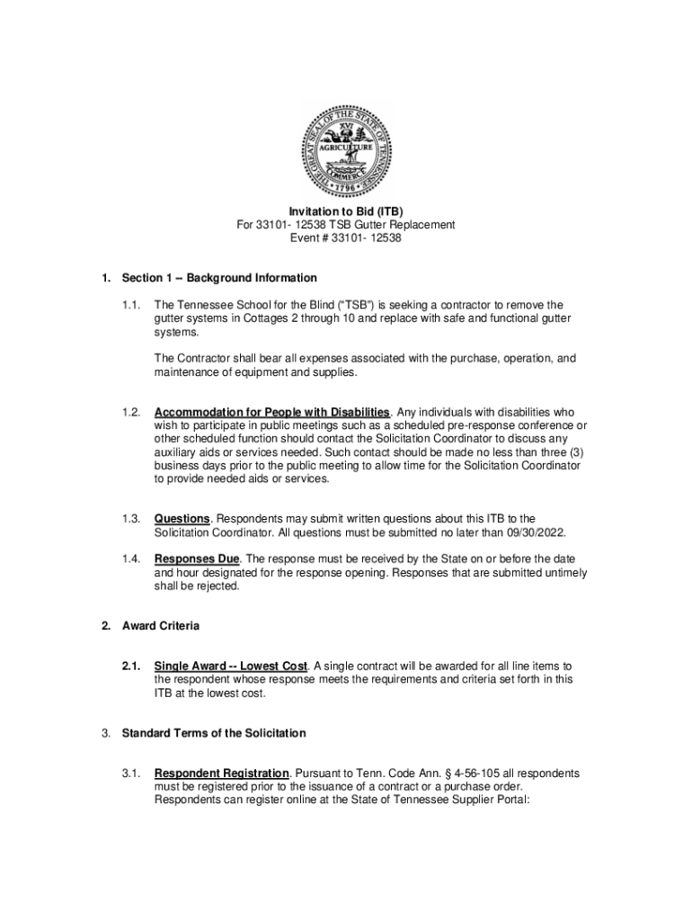 Fillable Online Invitation to Bid (ITB)Invitation to Bid (ITB)Invitation to Bid (ITB) Fax Email ...