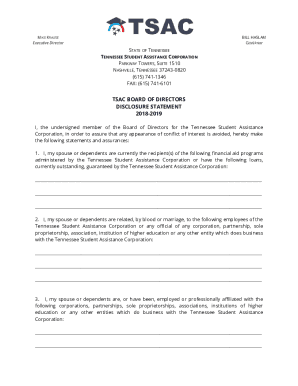 Fillable Online TSAC BOARD OF DIRECTORS DISCLOSURE STATEMENT ... Fax ...