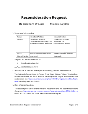 Fillable Online Reconsideration Request - icann.org Fax Email Print - pdfFiller