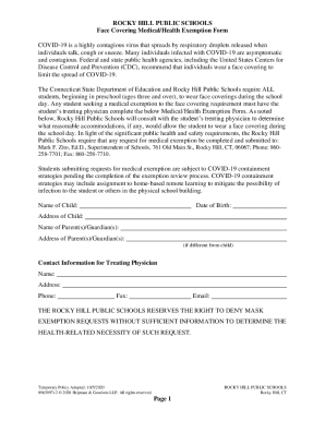 Fillable Online C-19 COVID-Face Covering Medical-Health Exemption Form ...