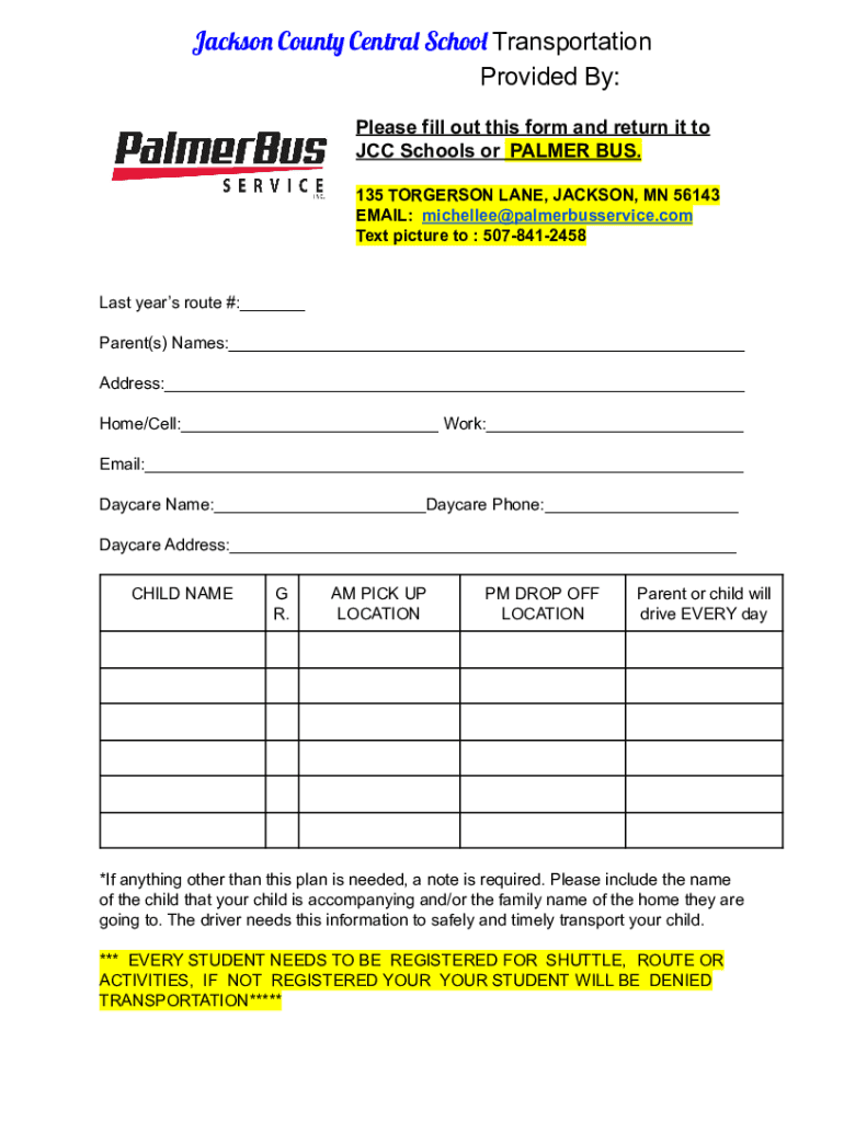 Fillable Online Jackson School Transportation Form - SCHOOLinSITES Fax ...
