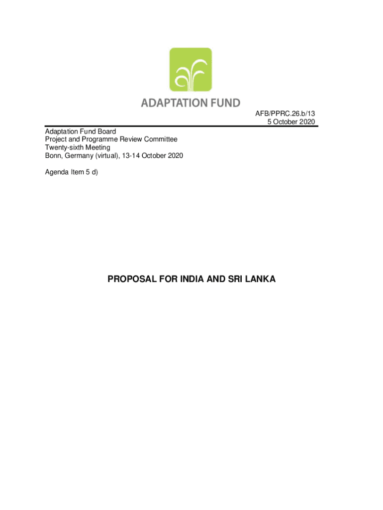 Fillable Online PROPOSAL FOR INDIA AND SRI LANKA Adaptation Fund Fax ...
