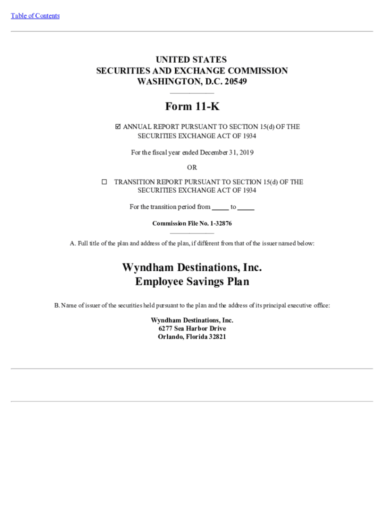Fillable Online Form 11-K Wyndham Destinations, Inc. Employee Savings ...
