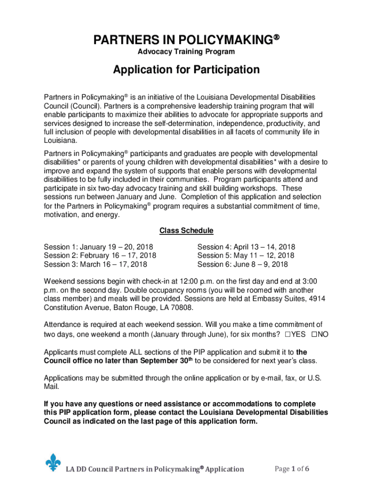 Fillable Online docest.compartners-in-policymaking-advocacyPARTNERS in POLICYMAKING Advocacy ...