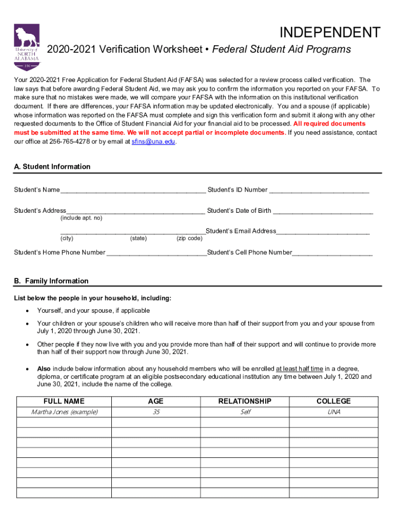 Fillable Online www.usm.edufinancial-aidfiles2020-2021 Verification ...