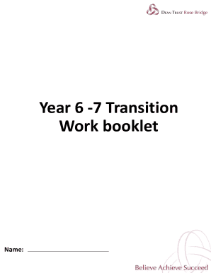 Fillable Online Year 6 -7 Transition Work booklet - Dean Trust Rose ...