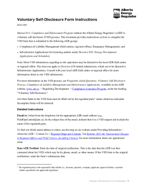 Fillable Online Voluntary Self-Disclosure Form Instructions Fax Email ...