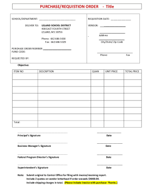 Fillable Online PURCHASE/REQUISTION ORDER - Title - SCHOOLinSITES Fax ...