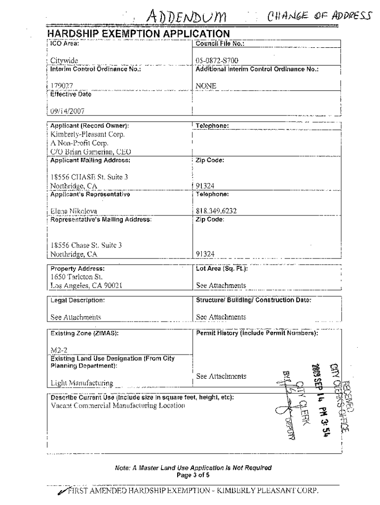 Fillable Online Hardship Exemption Application - CITY OF LOS ANGELES ...