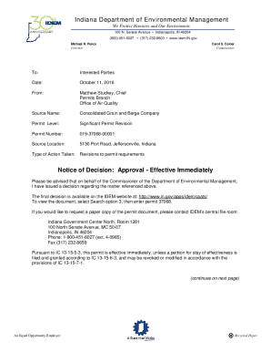 Fillable Online permits air idem in www.epa.govsitesdefaultIDEM INDIANA ...