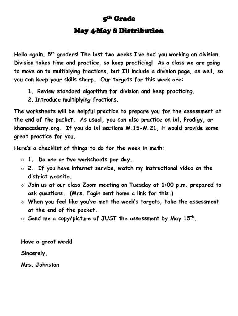 Fillable Online www.k5learning.comfifth-grade-5Fifth grade math ...