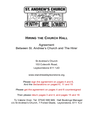 Fillable Online www.template.netbusinessagreements10+ Church Hall Hire ...