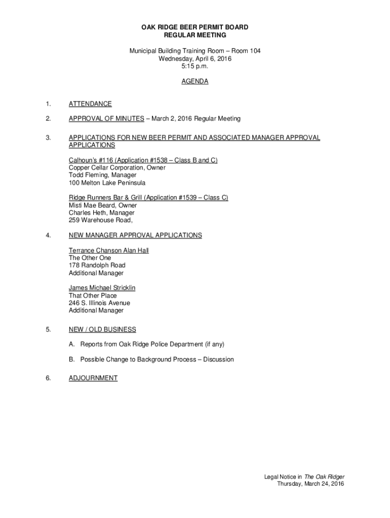 Fillable Online payment.oakridgetn.govimagesuploadsMINUTES OF THE OAK ...