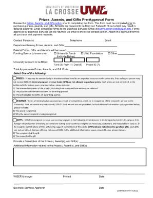 Fillable Online Prizes, Awards, and Gifts Pre-Approval Form ...