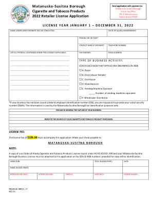 Fillable Online SINGLE TOB LIC APP Fax Email Print - pdfFiller