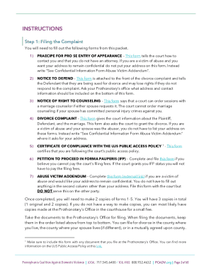 Notice To Defend And Divorce Complaint Form 3301 C - Fill Online ...