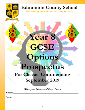 Fillable Online GCSE Options Prospectus - Edmonton County School Fax ...