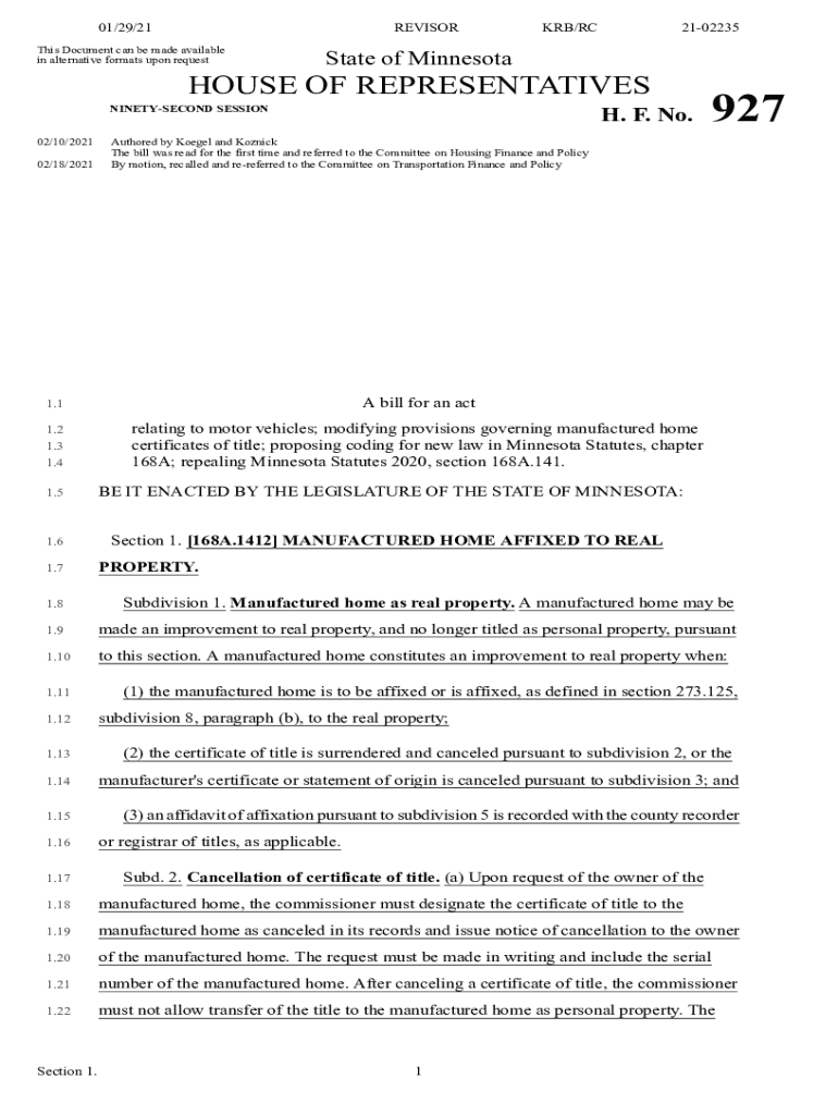 Fillable Online www.revisor.mn.govbillstextin alternative formats upon ...