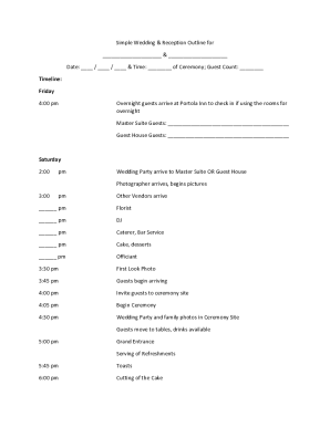 Fillable Online A Wedding Reception Order of Events Template Fax Email ...