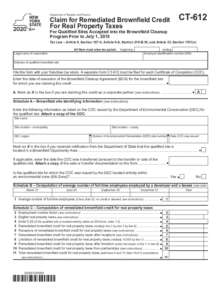 Fillable Online Instructions for Form CT-612 Claim for Remediated ...
