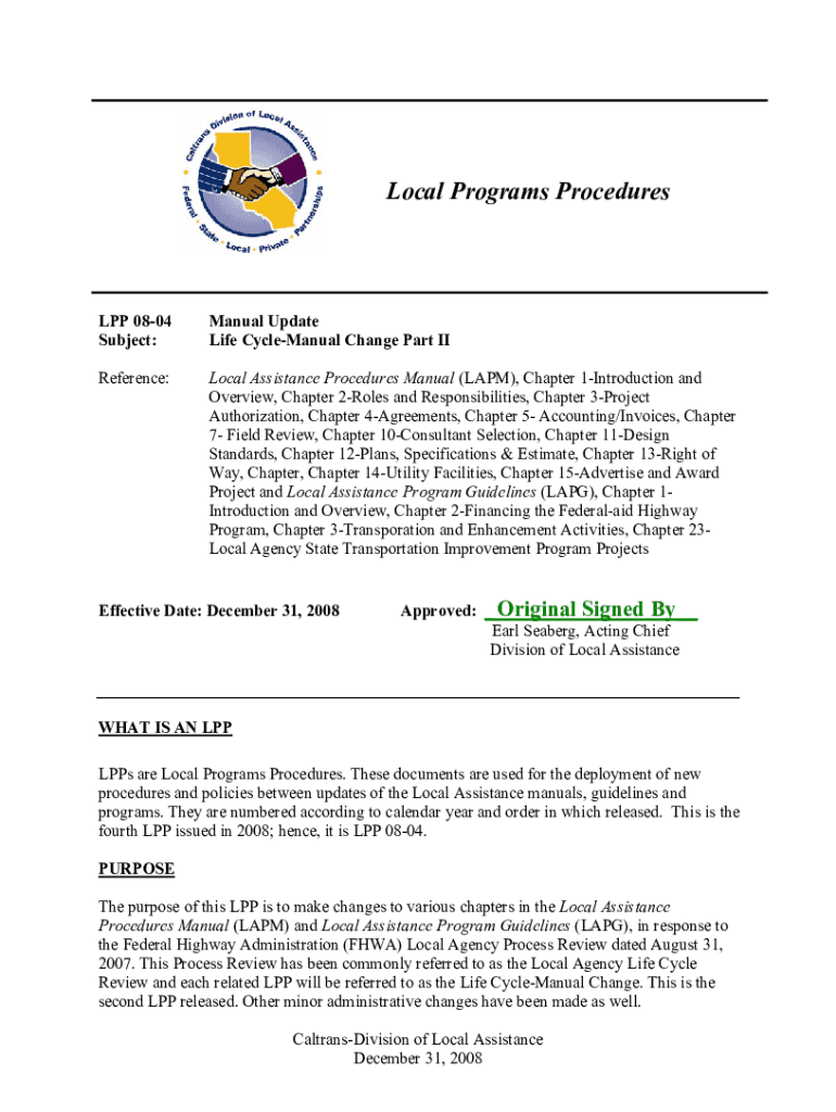 Fillable Online dot ca LPP cover 12-31-08 Manual Update. Life Cycle-Manual Change Part II Fax ...