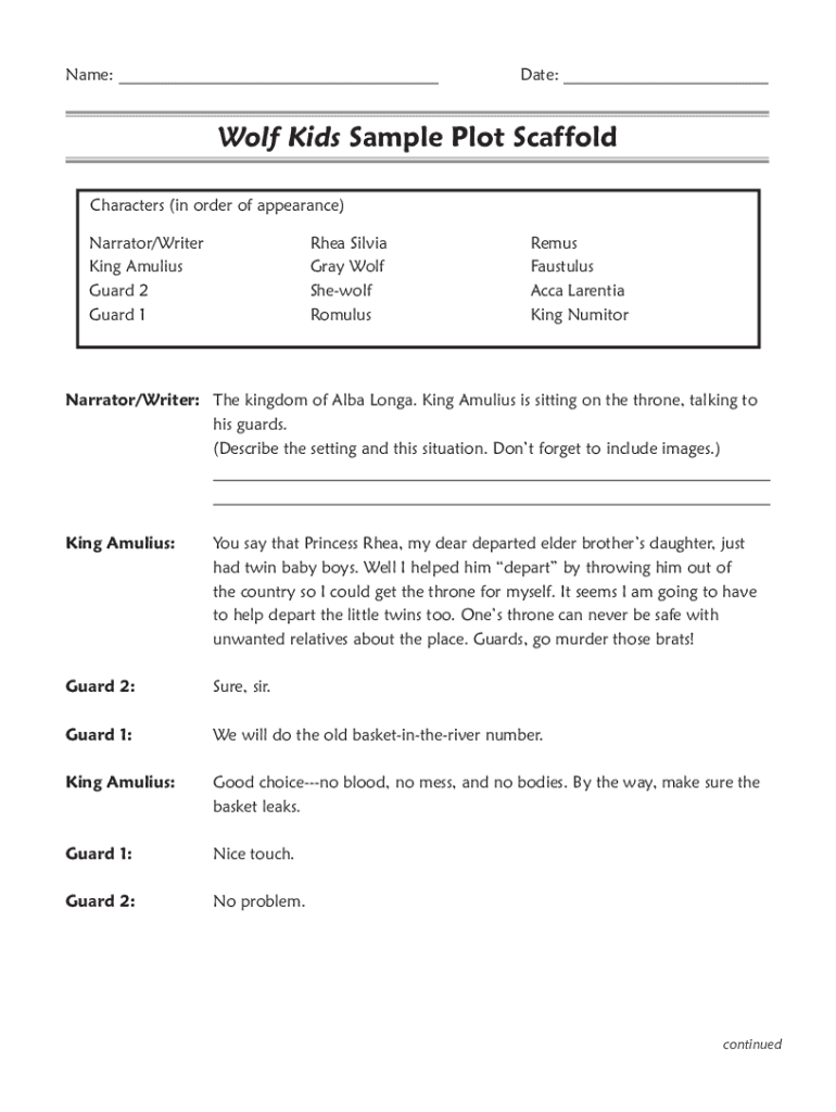 Fillable Online Wolf Kids Sample Plot Scaffold - Read Write Think Fax ...