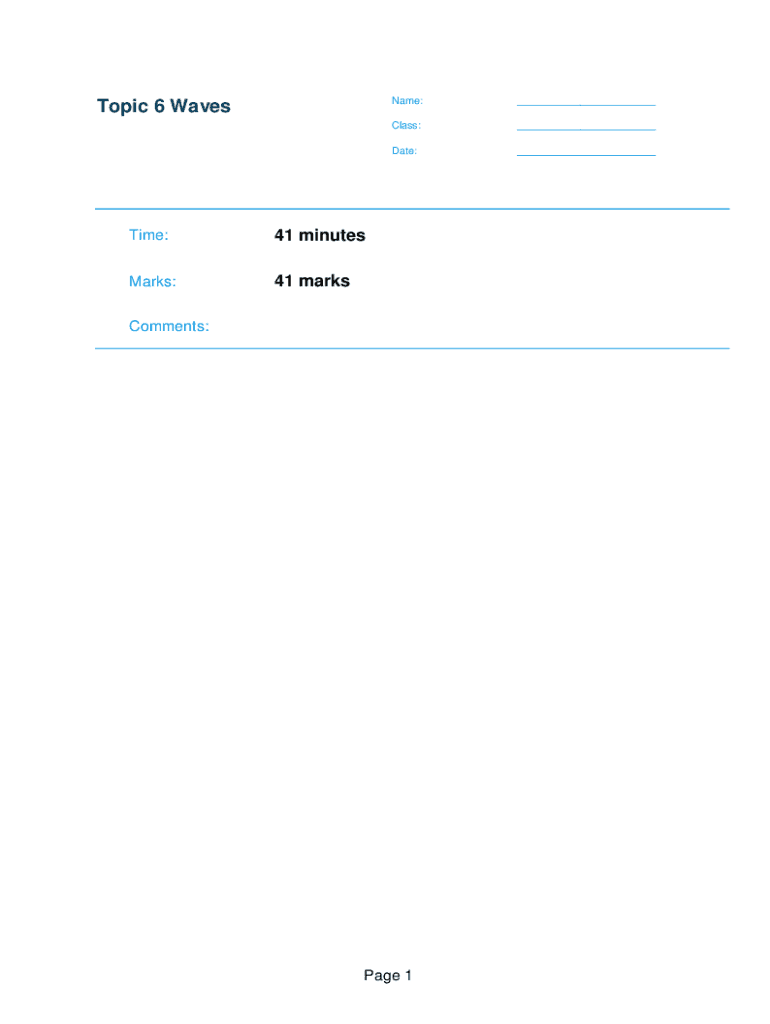 Fillable Online IGCSE Physics - WavesPhysics - QuizizzIGCSE Physics ...