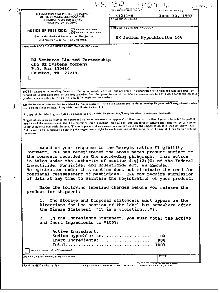 Fillable Online U.S. EPA, Pesticide Product Label, DX SODIUM ...