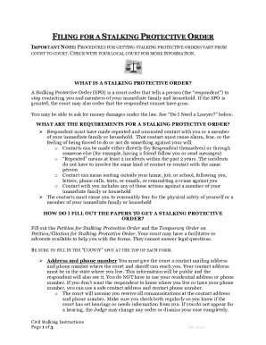 Fillable Online Washington State Courts - Court Forms - Stalking ...