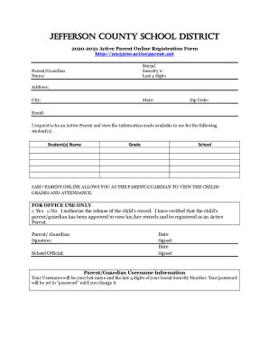 Fillable Online Jefferson County Schools / HomepageStudent Registration ...