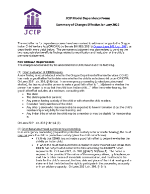 Fillable Online JCIP Model Dependency Forms Summary of Changes ...