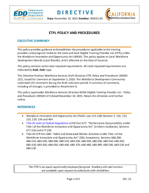Fillable Online edd.ca.govsiteassetsfilesETPL POLICY AND PROCEDURES ...