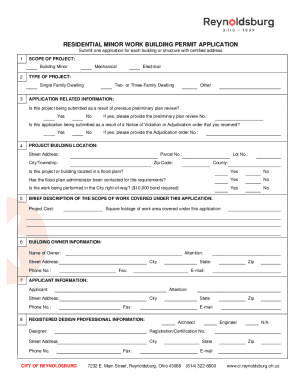 Fillable Online Policy for Residential Minor Work Building Permit ...