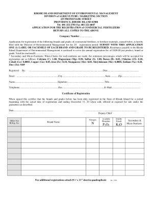 Fillable Online dem ri RI DEM/Agriculture- Application for Registration ...