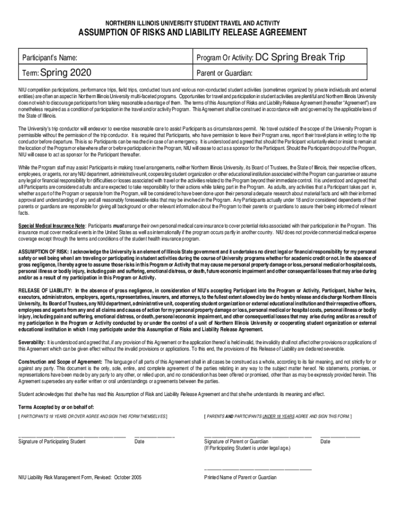 Fillable Online afd.calpoly.edurisk-managementreleasesUniversity Release Agreement - Risk ...