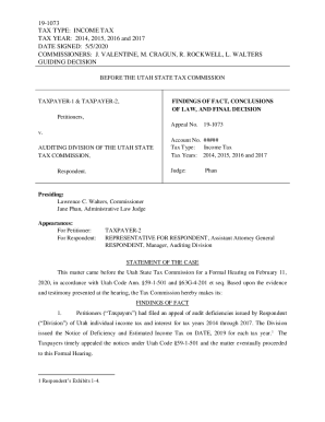 Fillable Online tax utah Commission Decision 19-1073. Commission Decisions Fax Email Print ...