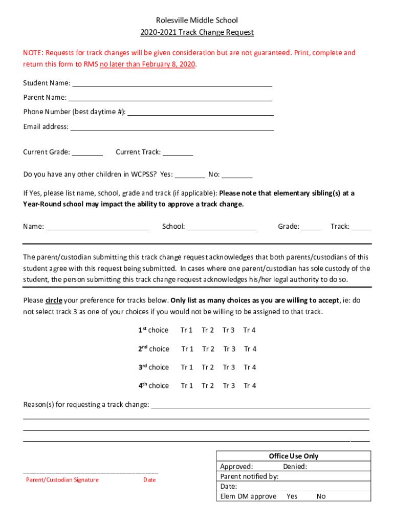 Fillable Online Track change request form Fax Email Print - pdfFiller