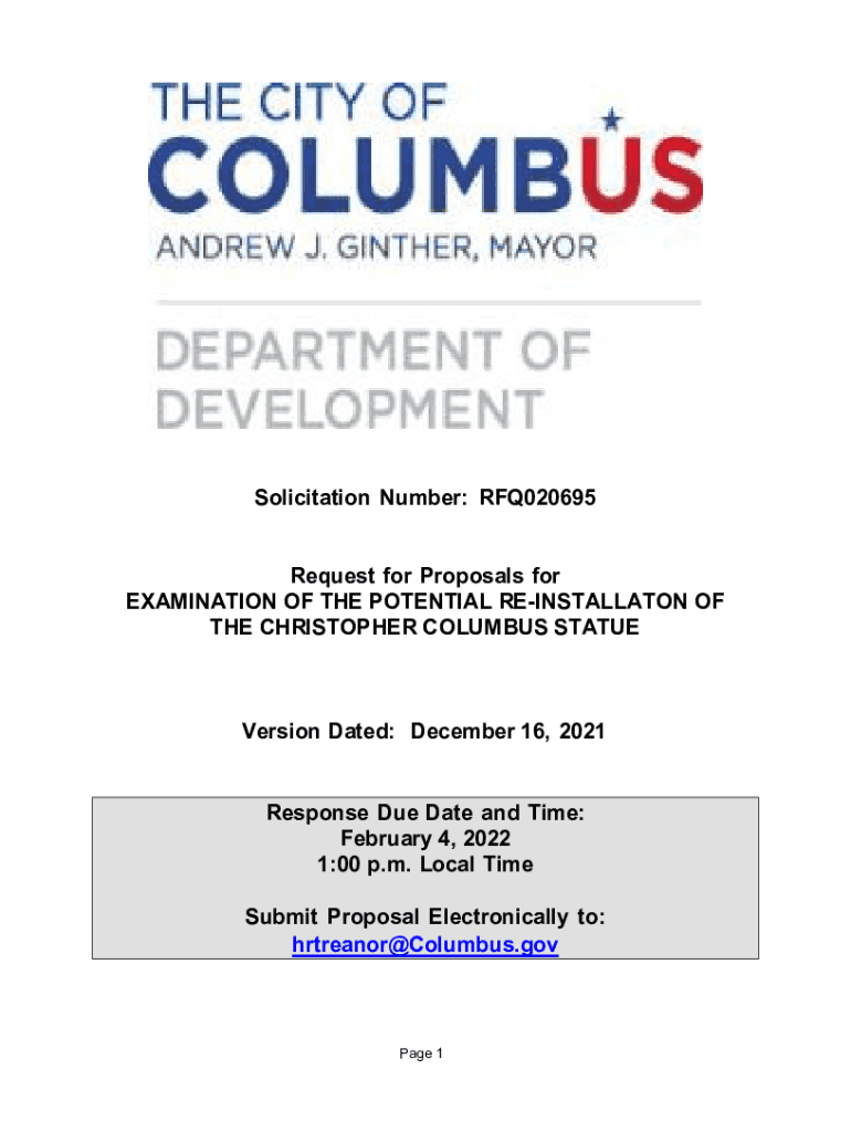Fillable Online Solicitation Number: RFQ020695 Request for Proposals ...