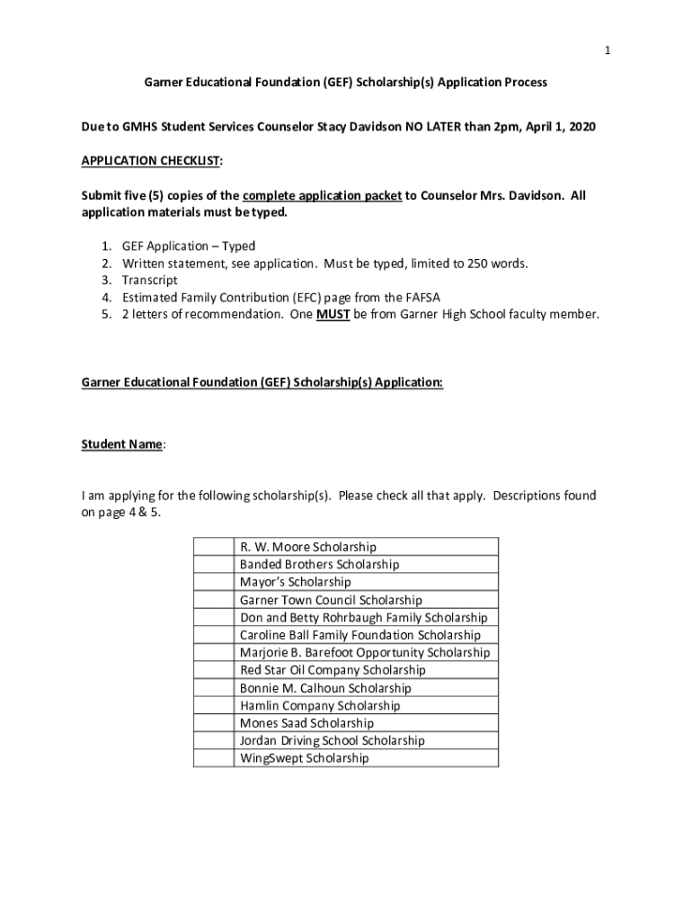 Fillable Online Apply Now - GEF Seniors HousingScholarships 2023-2024 ...