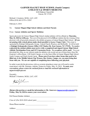 Fillable Online GARNER MAGNET HIGH SCHOOL (South Campus ... Fax Email ...