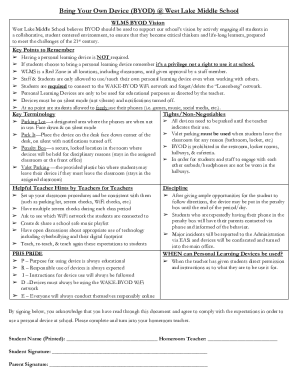 Fillable Online Bring Your Own Device (BYOD) West Lake Middle School Fax Email Print - pdfFiller