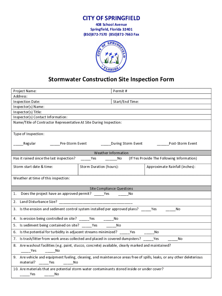 Fillable Online stormwater inspection Fax Email Print - pdfFiller