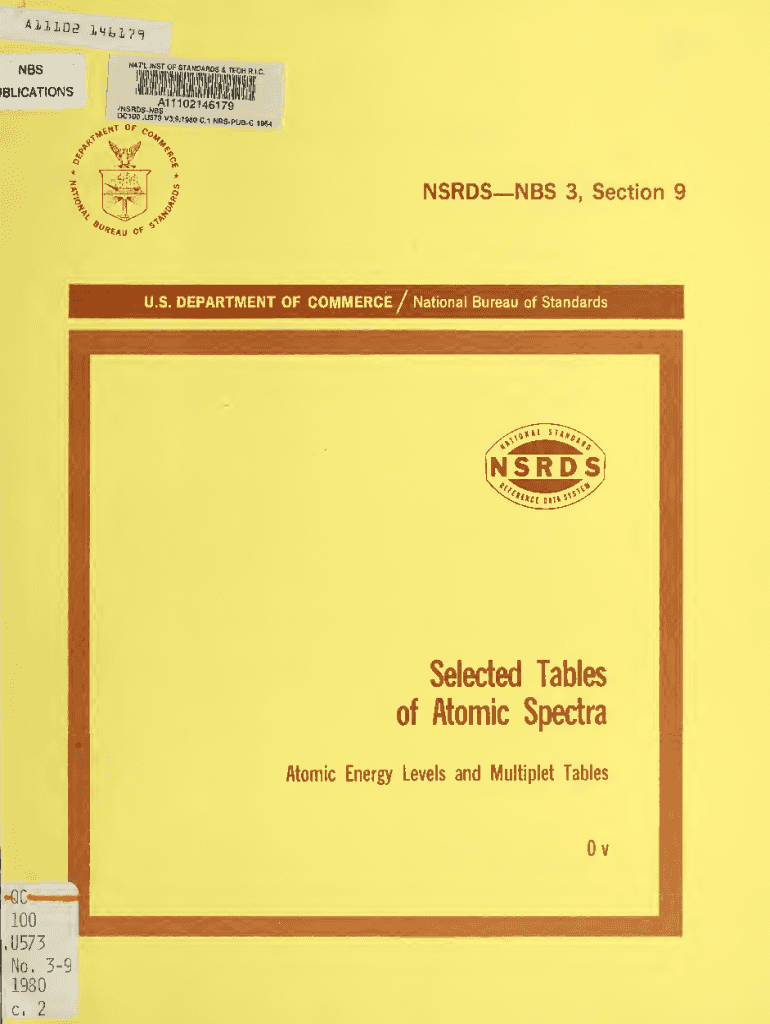 Fillable Online nvlpubs nist Selected tables of atomic spectra - A ...