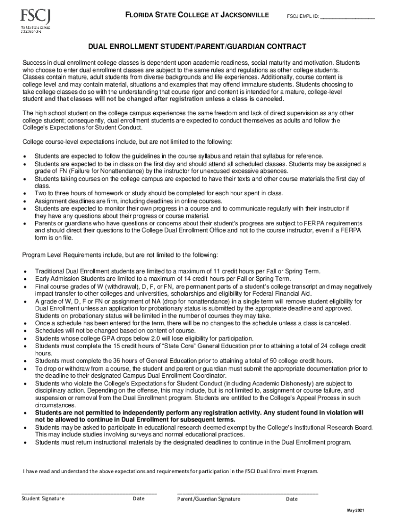 Fillable Online www.fscj.eduacademicscollege-readinessDual Enrollment ...