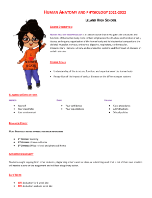 Fillable Online Anatomy And Physiology Elective High School Outline ...