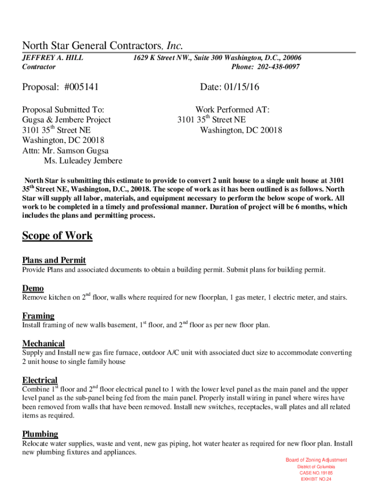 Fillable Online North Star General Contractors, Inc. Scope of Work ...